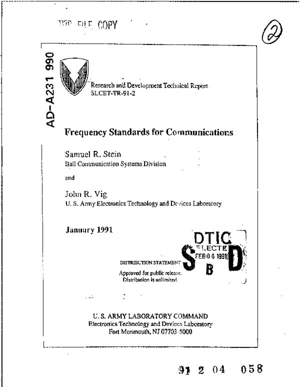 (PDF) Frequency standards for communications