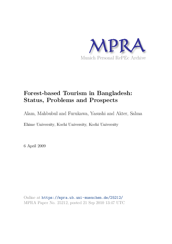 (PDF) Forest-based Tourism in Bangladesh: Status, Problems and Prospects