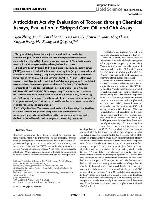 (PDF) Antioxidant Activity Evaluation of Tocored through Chemical ...
