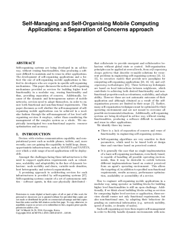 (PDF) Self-managing and self-organising mobile computing applications