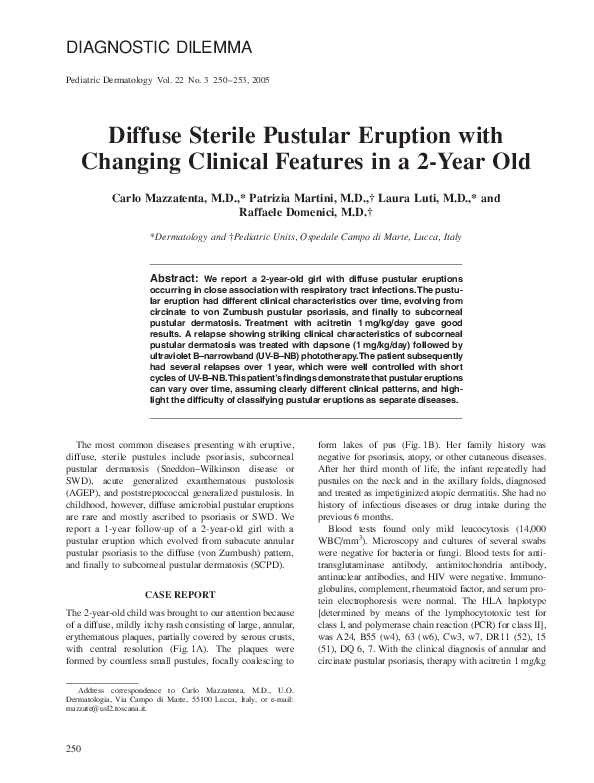(PDF) Diffuse Sterile Pustular Eruption with Changing Clinical Features ...