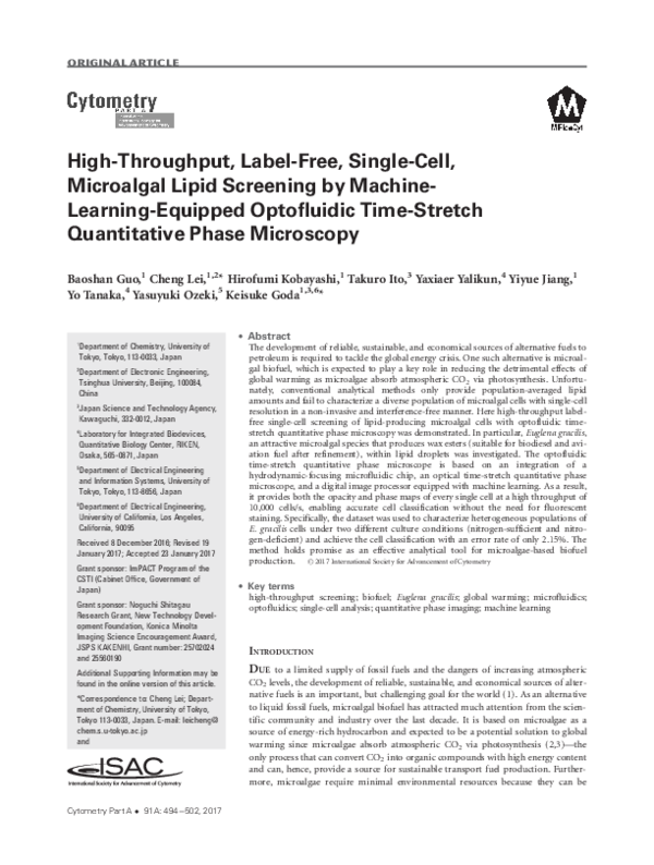 (PDF) High-throughput, label-free, single-cell, microalgal lipid ...
