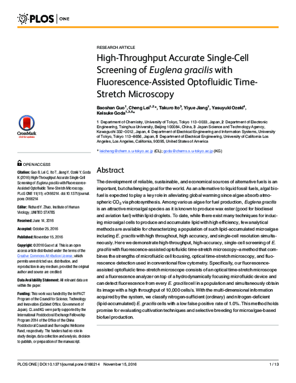(PDF) High-Throughput Accurate Single-Cell Screening of Euglena ...