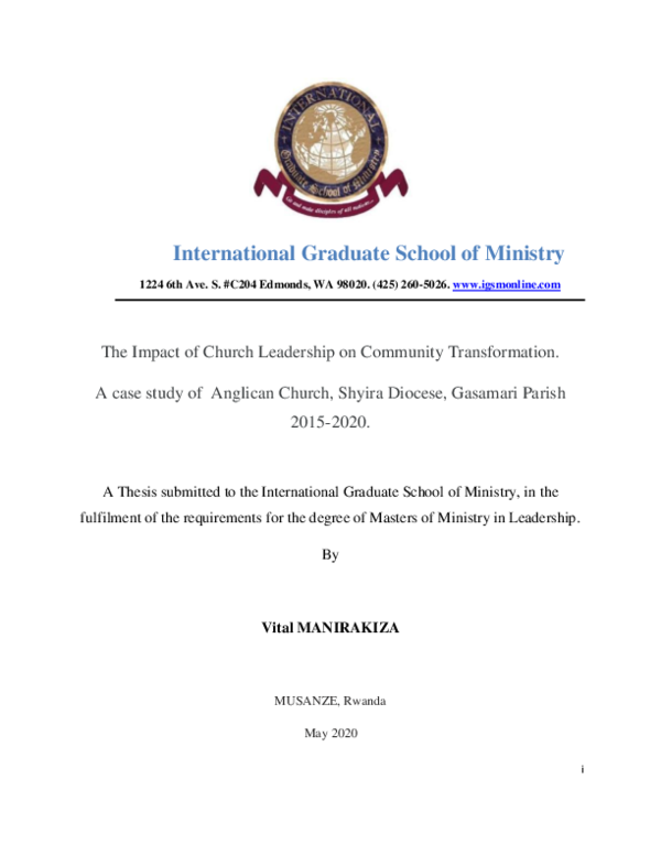 (PDF) The Impact of Church Leadership on Community Transformation