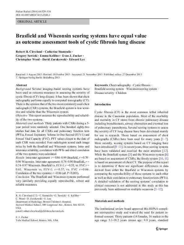 (PDF) Brasfield and Wisconsin scoring systems have equal value as ...