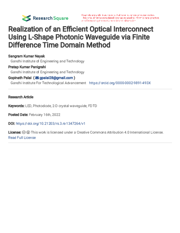 (PDF) Realization of an Efficient Optical Interconnect Using L-Shape Photonic Waveguide via ...