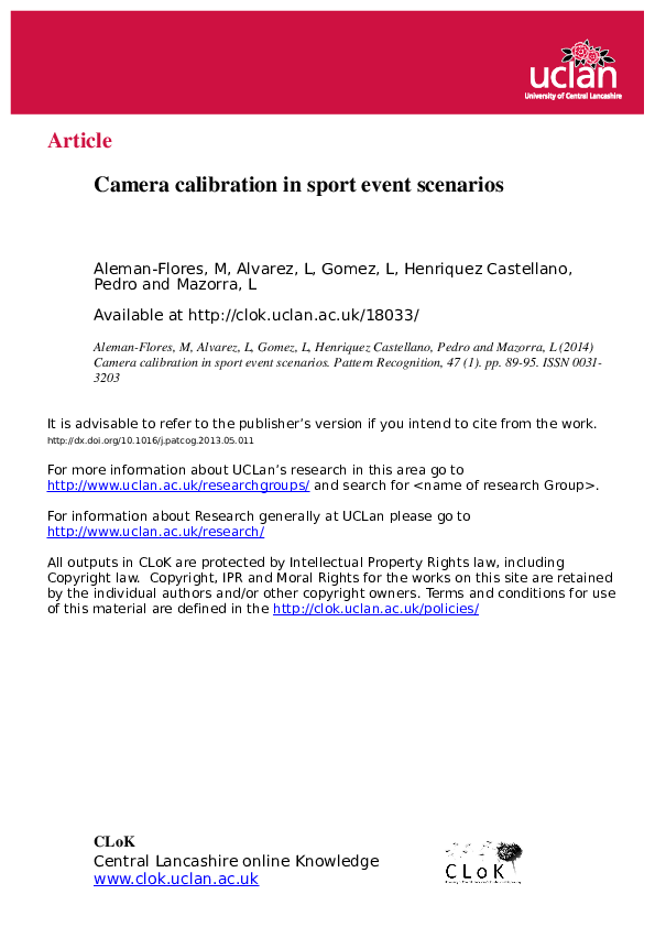 (PDF) Camera calibration in sport event scenarios | Luis Gomez Deniz ...