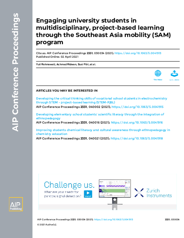 (PDF) Engaging university students in multidisciplinary, project-based learning through the ...