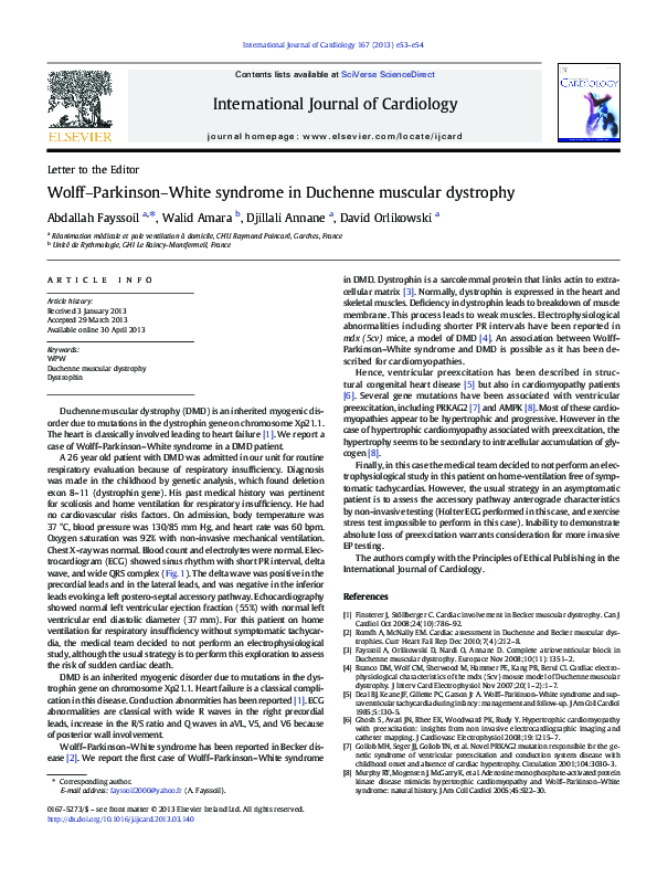 (PDF) Wolff–Parkinson–White syndrome in Duchenne muscular dystrophy