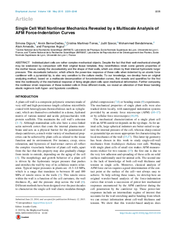 (PDF) Single Cell Wall Nonlinear Mechanics Revealed by a Multiscale ...