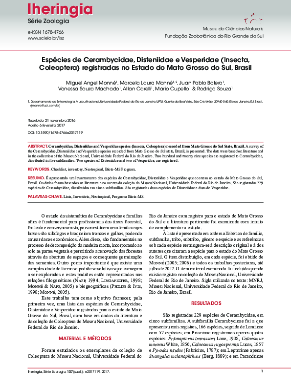 (PDF) Espécies de Cerambycidae, Disteniidae e Vesperidae (Insecta ...