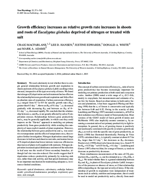 (PDF) Growth efficiency increases as relative growth rate increases in ...