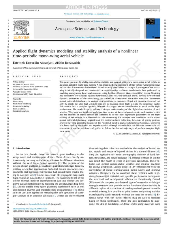 (PDF) Applied flight dynamics modeling and stability analysis of a ...