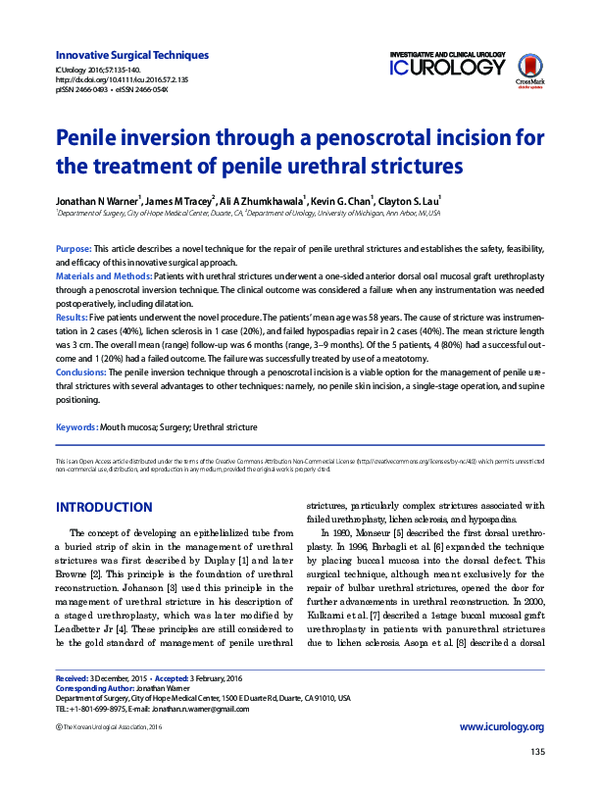(PDF) Penile inversion through a penoscrotal incision for the treatment ...