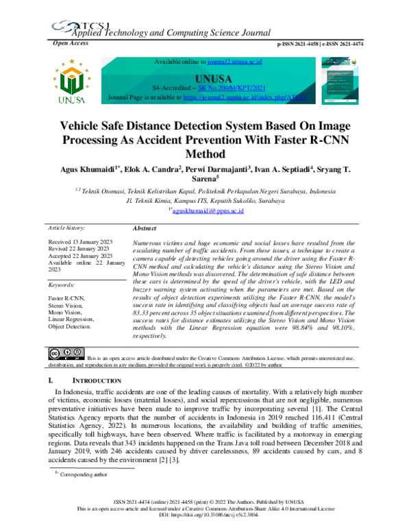 (PDF) Vehicle Safe Distance Detection System Based On Image Processing As Accident Prevention ...