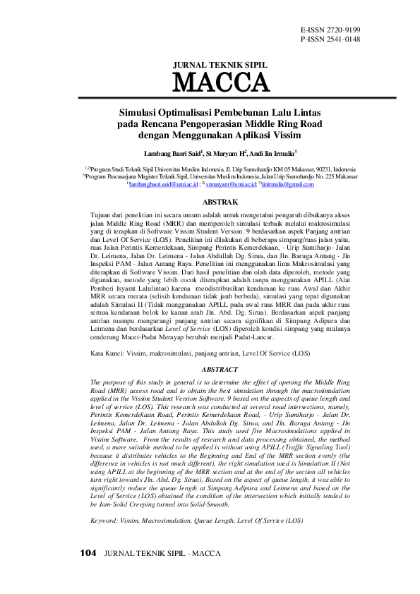(PDF) Simulasi Optimalisasi Pembebanan Lalu Lintas pada Rencana ...