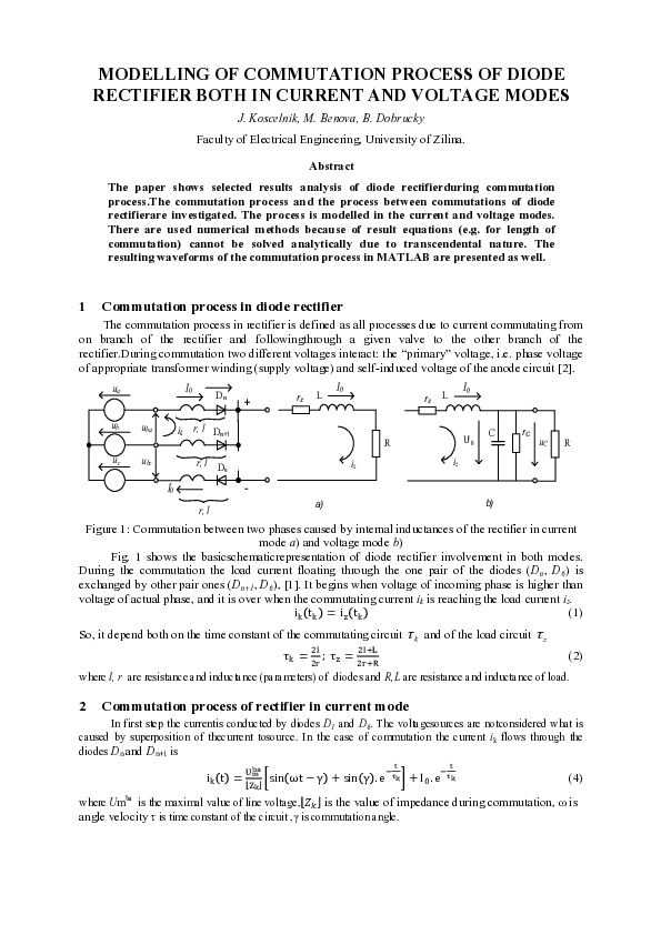 (PDF) Modelling of Commutation Process of Diode Rectifier Both in Current and Voltage Modes