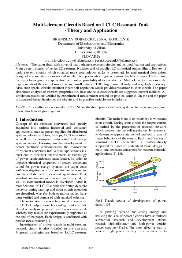 (PDF) Multi-element Circuits Based on LCLC Resonant Tank - Theory and Application