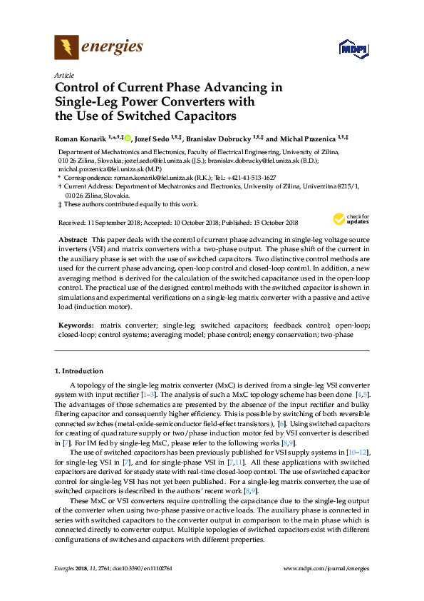 (PDF) Control of Current Phase Advancing in Single-Leg Power Converters ...