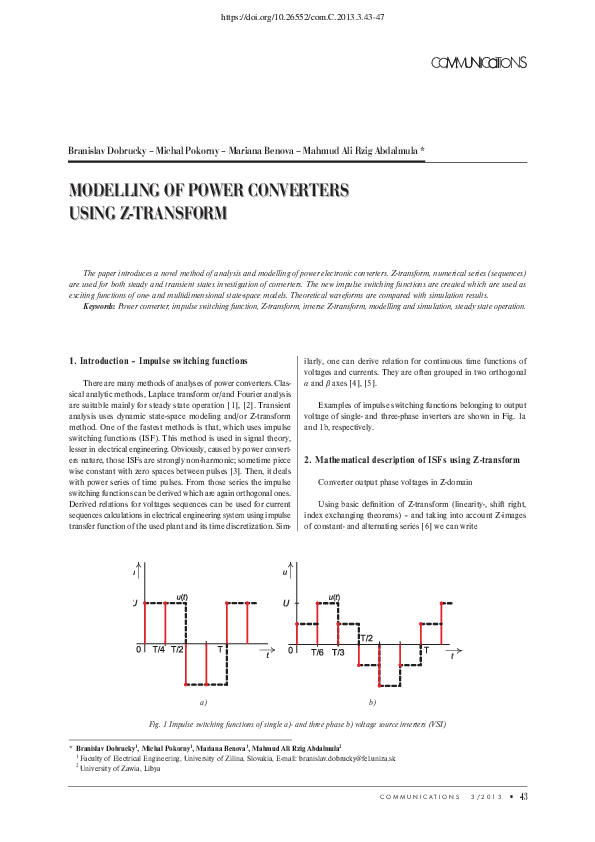 (PDF) Modelling of Power Converters Using Z-Transform