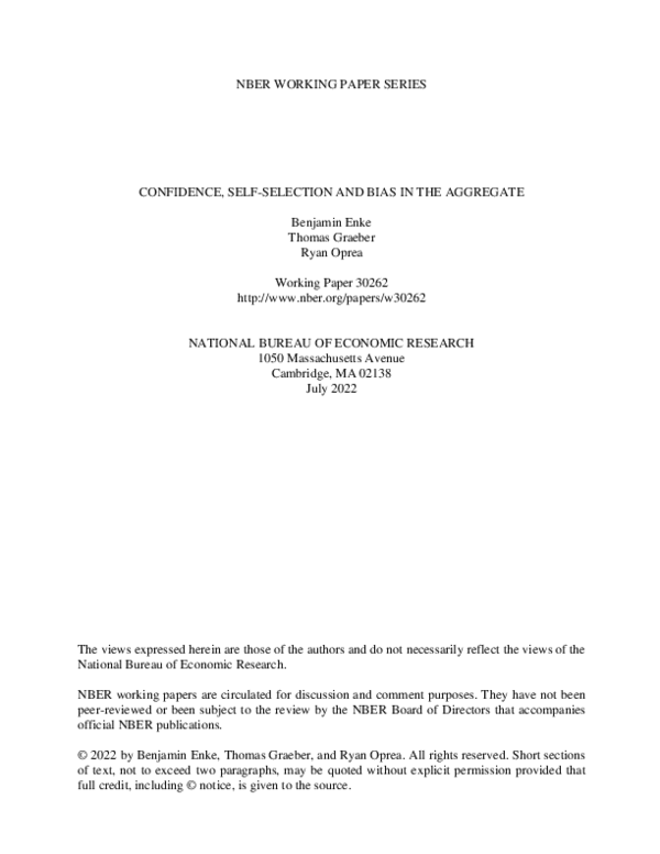 (PDF) Confidence, Self-Selection and Bias in the Aggregate