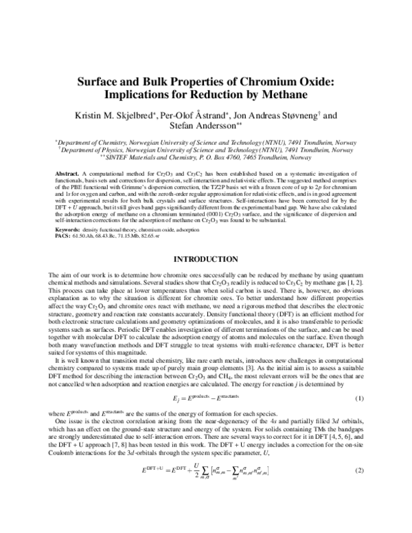(PDF) Surface and bulk properties of chromium oxide: Implications for ...