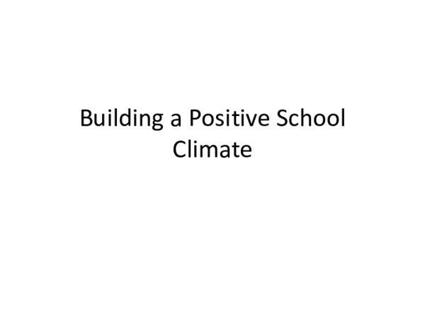 (PDF) Building a Positive School Climate