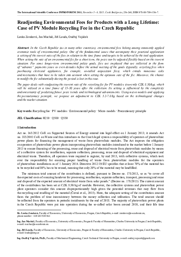 (PDF) Readjusting Environmental Fees for Products with a Long Lifetime ...