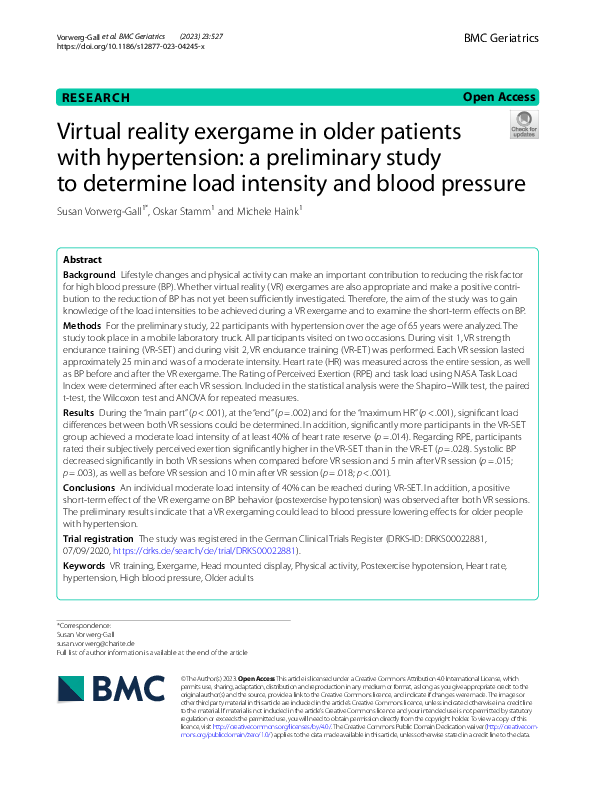 (PDF) Virtual Reality Exergame in older Patients with Hypertension: A Preliminary Study to ...