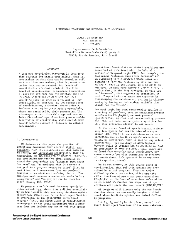 Pdf A Temporal Framework For Database Specifications Marcos Antonio