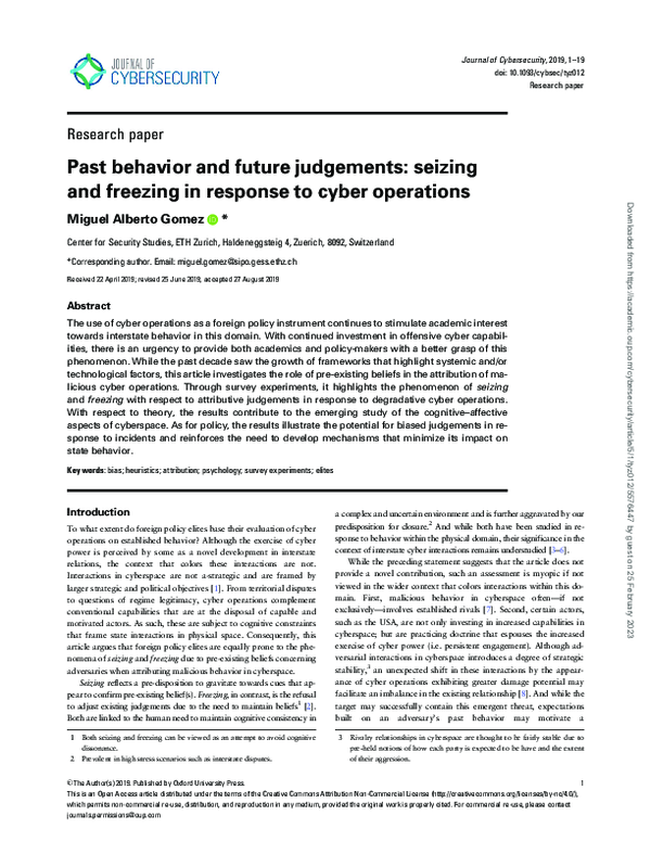 (PDF) Past behavior and future judgements: seizing and freezing in ...