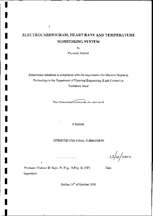 (PDF) Electrocardiogram, heart rate and temperature monitoring system