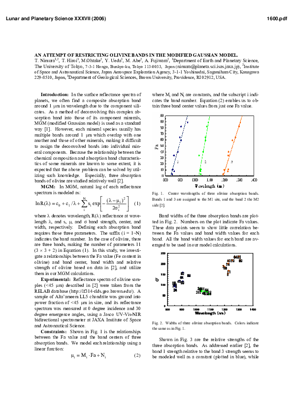 (PDF) An Attempt of Restricting Olivine Bands in the Modified Gaussian Model