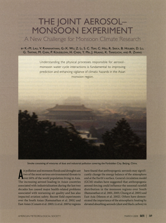 (PDF) The Joint Aerosol–Monsoon Experiment: A New Challenge for Monsoon ...