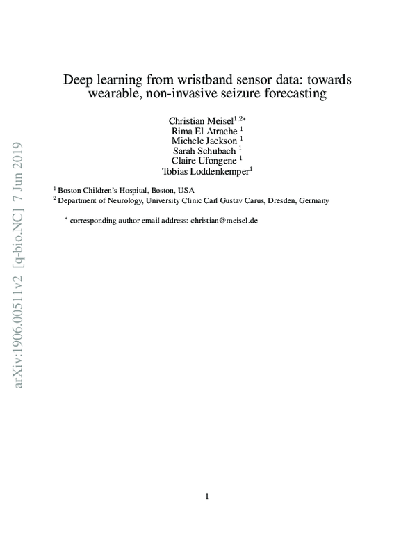 (PDF) Deep learning from wristband sensor data: towards wearable, non-invasive seizure forecasting