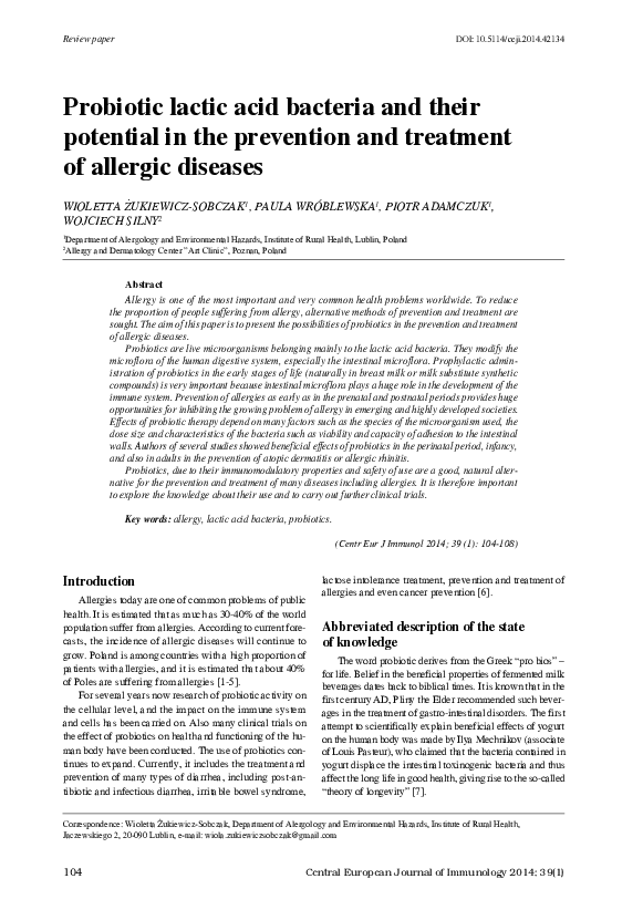(PDF) Probiotic lactic acid bacteria and their potential in the ...