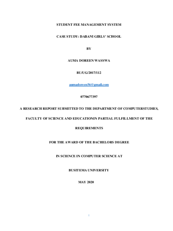 (PDF) STUDENT FEE MANAGEMENT SYSTEM CASE STUDY: DABANI GIRLS' SCHOOL ...