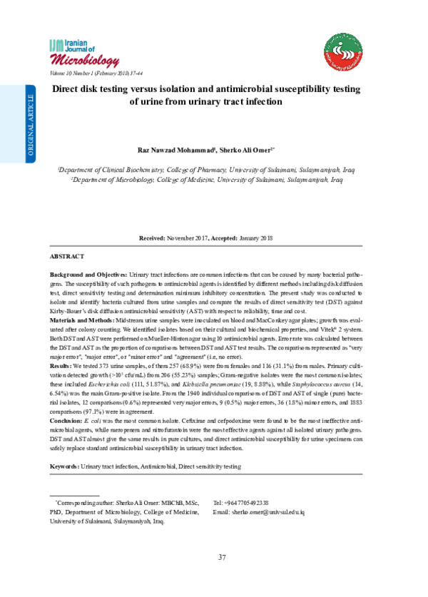 (PDF) Direct disk testing versus isolation and antimicrobial ...