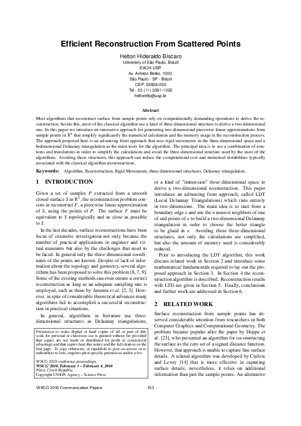 (PDF) Efficient Reconstruction From Scattered Points