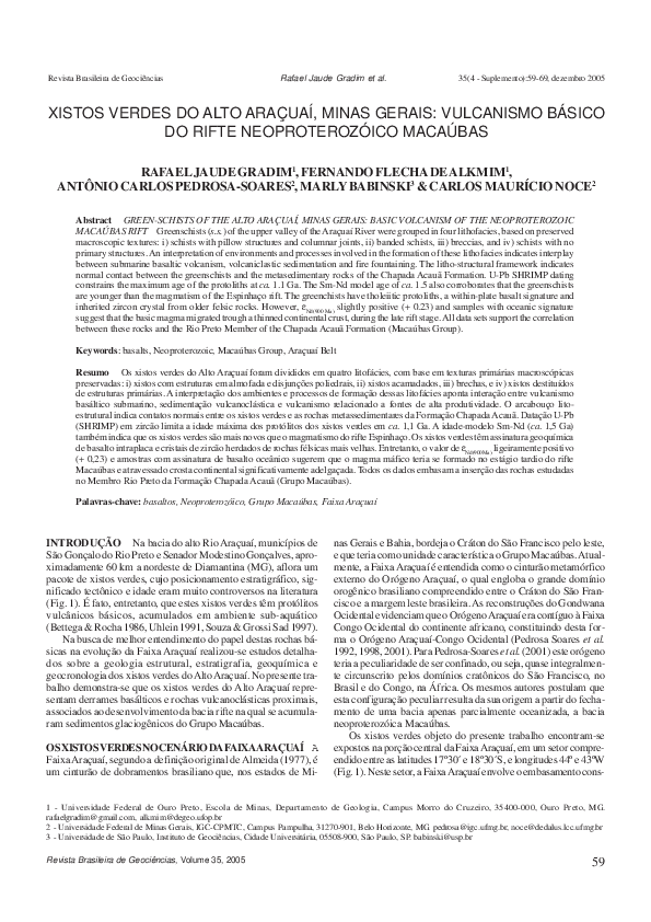 (PDF) Xistos Verdes Do Alto Araçuí, Minas Gerais: Vulcanismo Básico Do ...