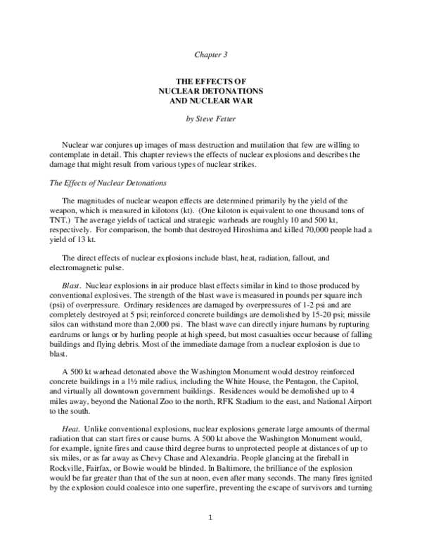 (PDF) The Effects of Nuclear Detonations and Nuclear War