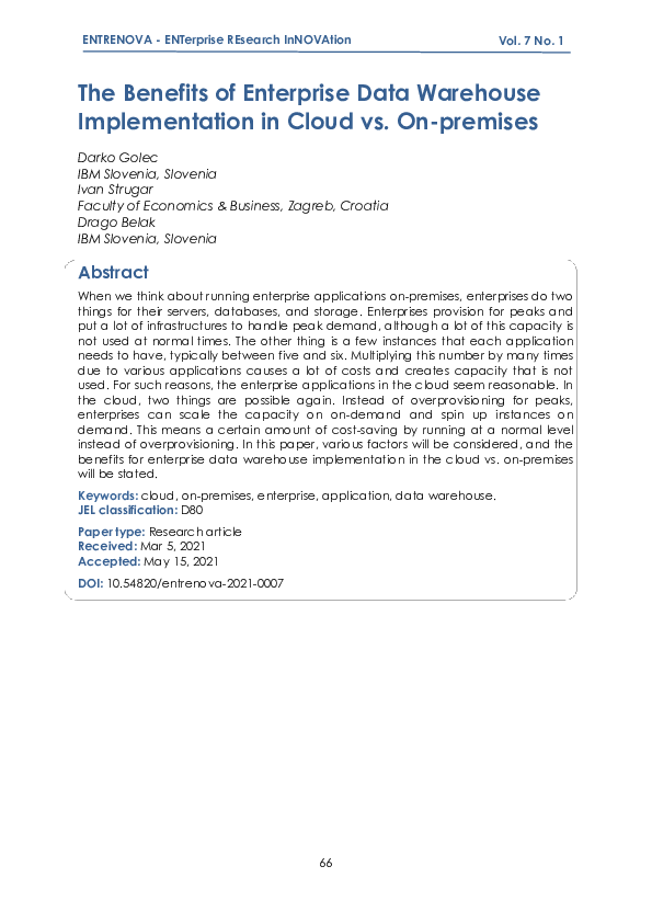 (PDF) The Benefits of Enterprise Data Warehouse Implementation in Cloud ...