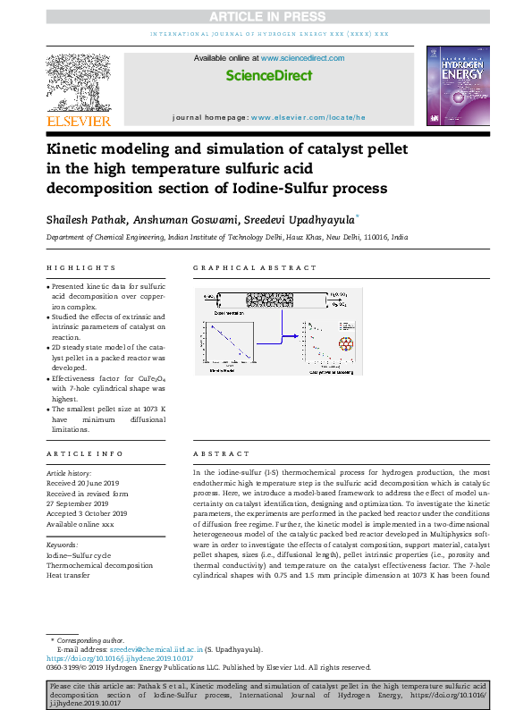 (PDF) Kinetic modeling and simulation of catalyst pellet in the high ...