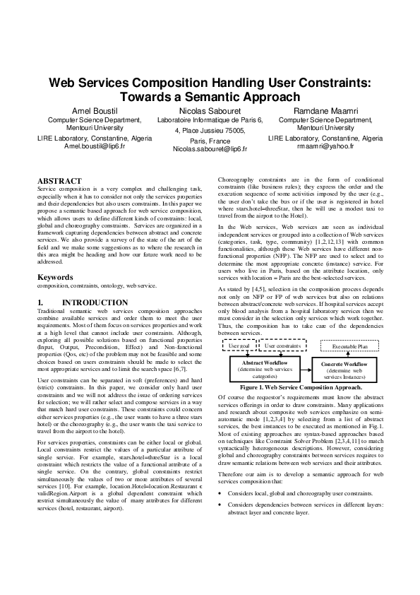 (PDF) Web services composition handling user constraints