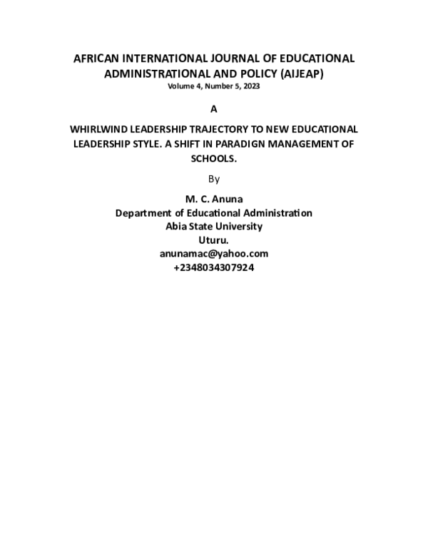 (PDF) Trajectory to New Educational leadership Style. A Shift in ...