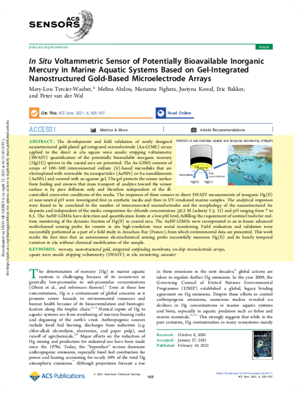 (PDF) In Situ Voltammetric Sensor of Potentially Bioavailable Inorganic Mercury in Marine ...
