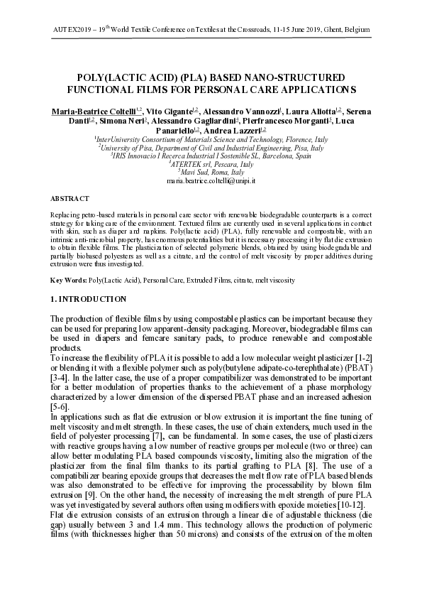 (PDF) 1A2_0372_ Poly(Lactic Acid) (Pla) Based Nano-Structured ...