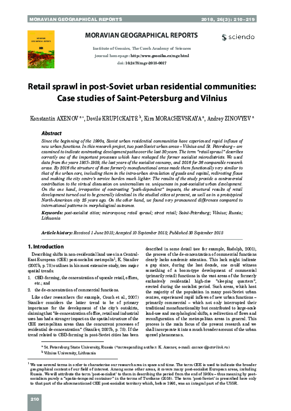 (PDF) Retail Sprawl in Post-Soviet Urban Residential Communities: Case ...