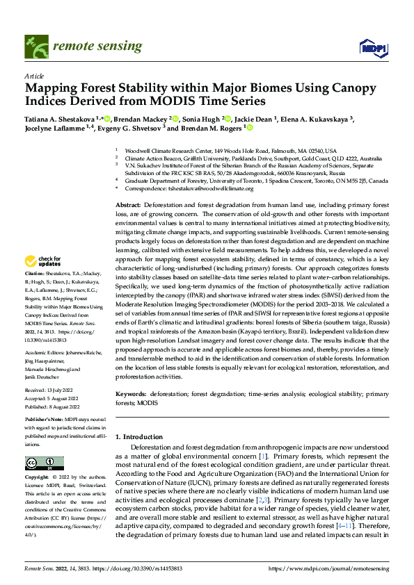 (PDF) Mapping Forest Stability within Major Biomes Using Canopy Indices ...