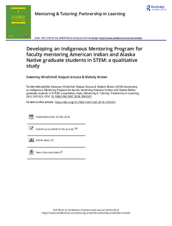 (PDF) Developing an Indigenous Mentoring Program for faculty mentoring ...